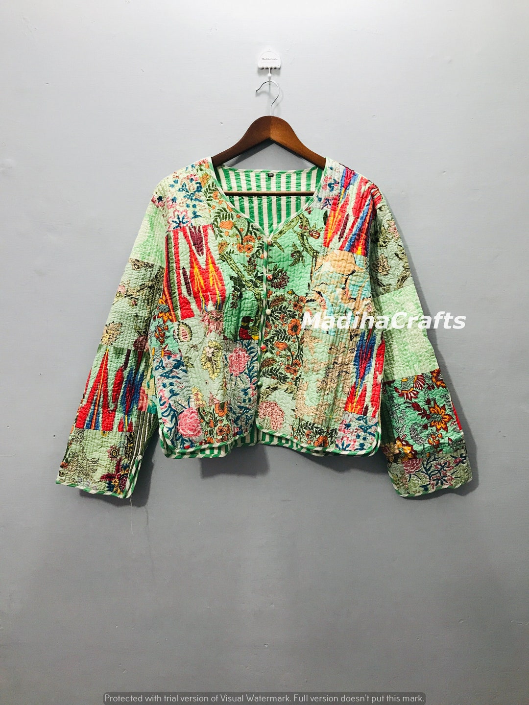 Patchwork Cotton Jacket, Gift for Her, Women Wear Cotton Jacket, Floral Jacket, Cotton Handmade ...