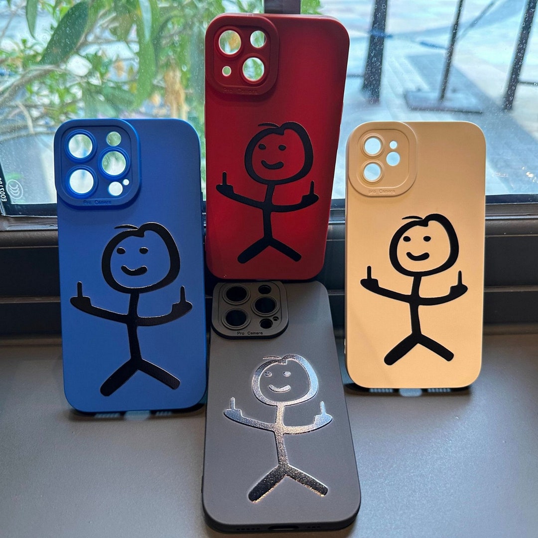 Stickman Stickman Middle Finger Phone Case Funny Frosted - Etsy