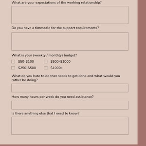 Peach Creative Minimalist Questionnaire - Etsy