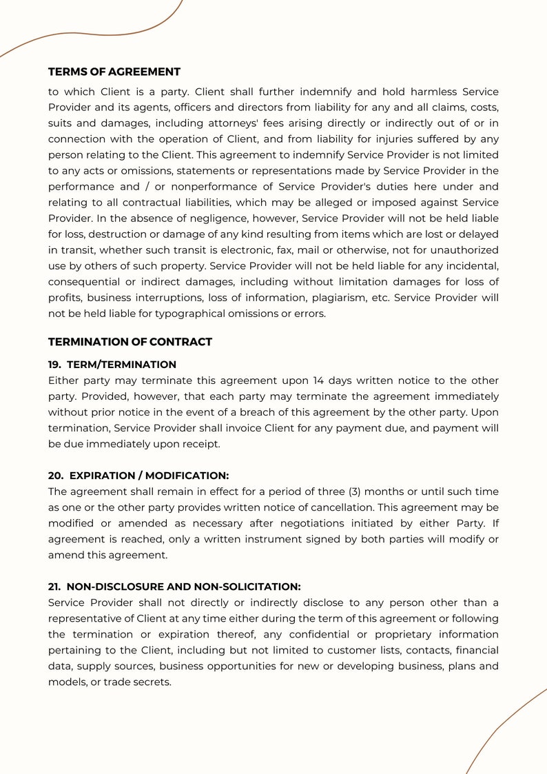 Light Brown Elegant Contract - Etsy