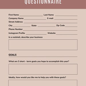 Peach Creative Minimalist Questionnaire - Etsy