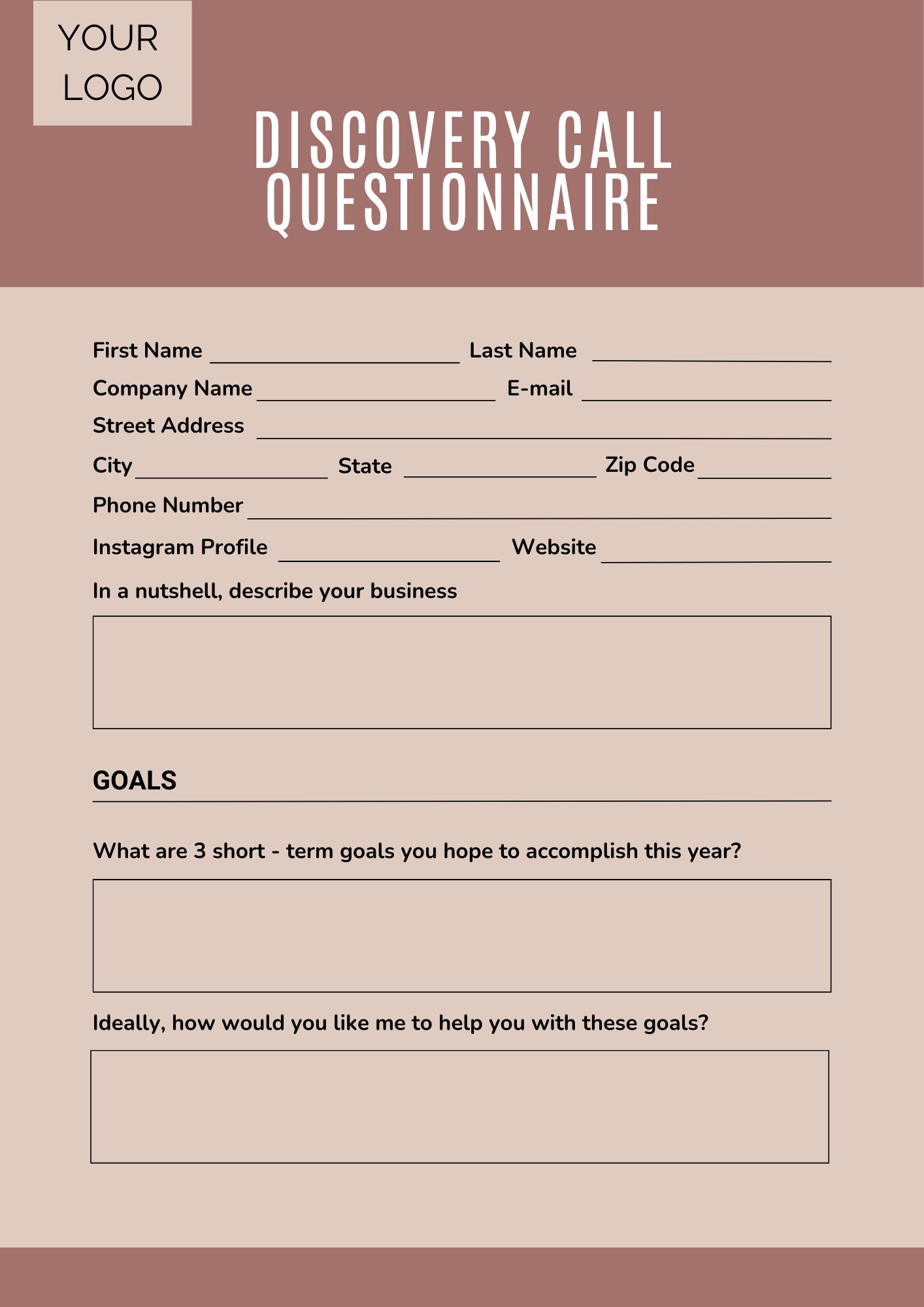 Peach Creative Minimalist Questionnaire - Etsy