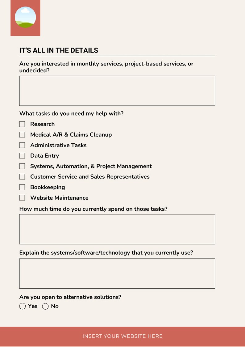 Neutral Minimalist Cream and Pink Questionnaire - Etsy