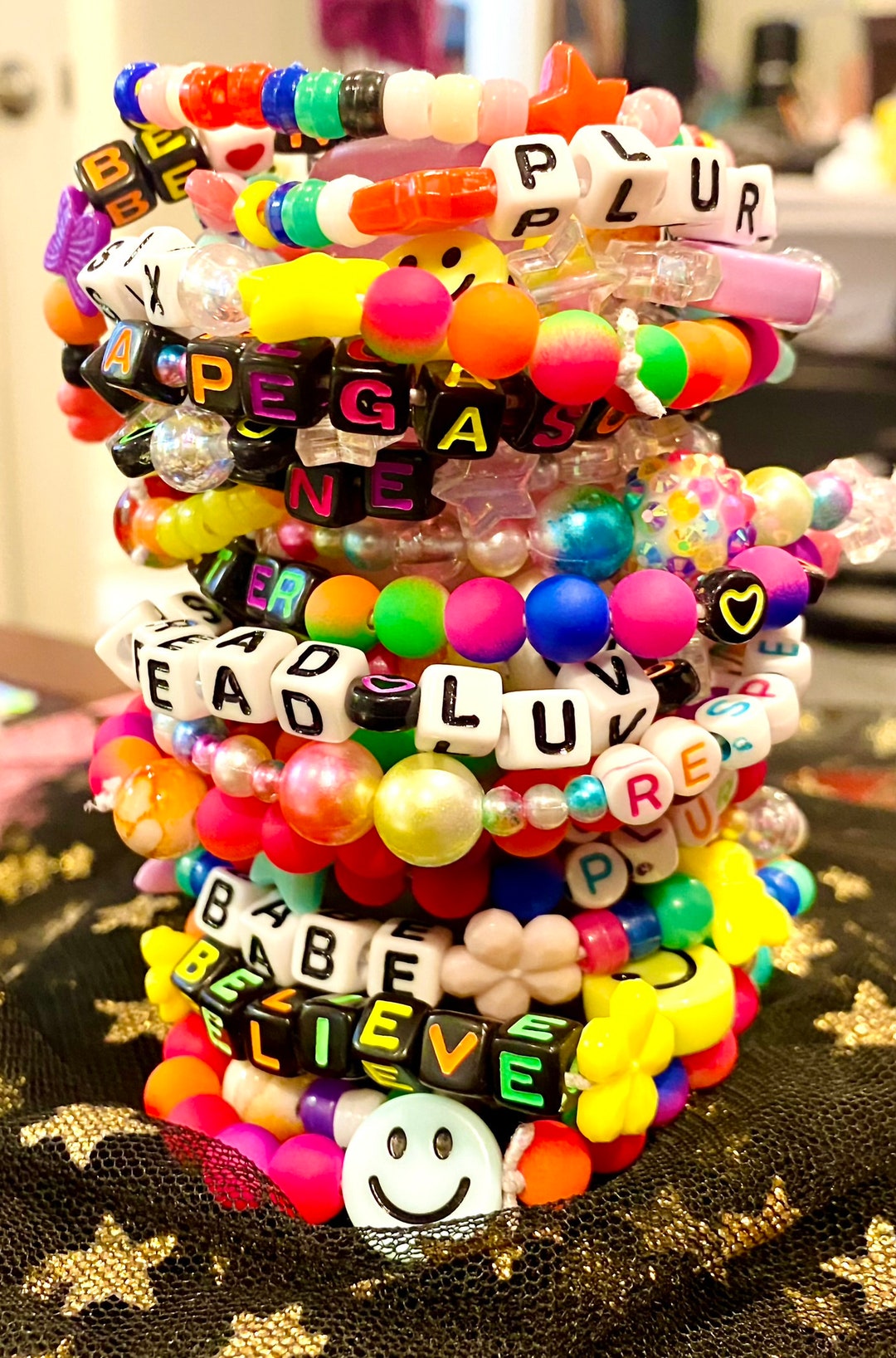 Rave Kandi Friendship Bracelets PLUR, Dance, Blessed, Bestie, BFF ...
