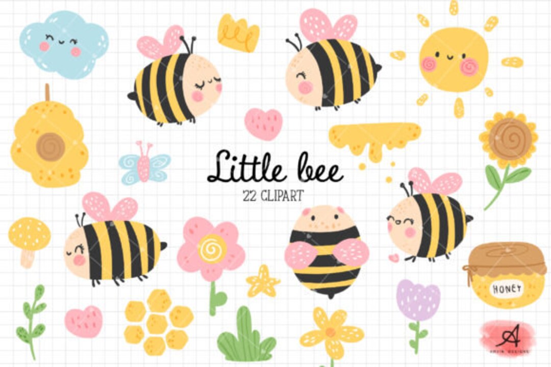 Bee Clipart Little Bee Bee and Flowers Cute Bee Png - Etsy
