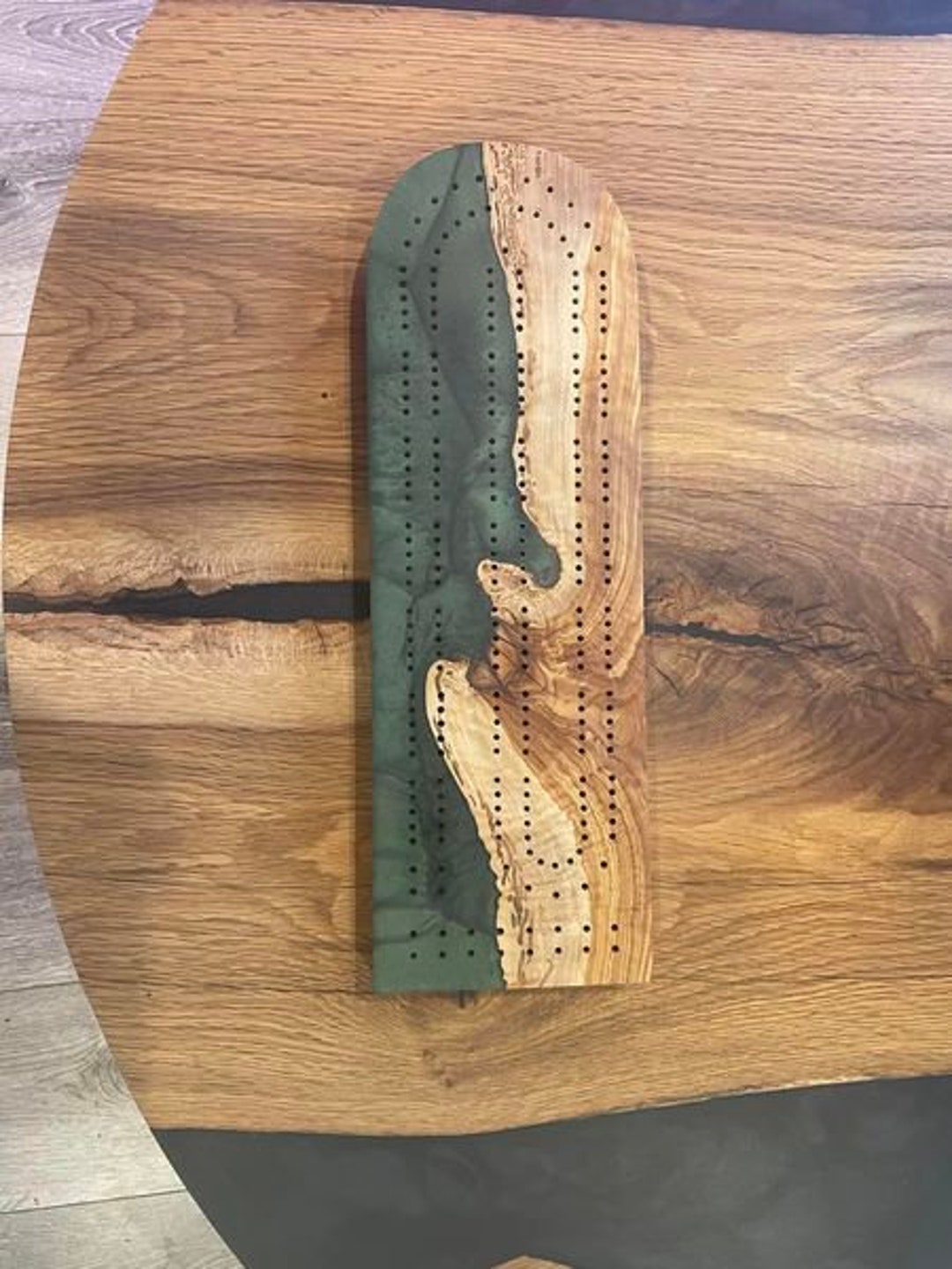 Olive Wood and Green Epoxy Cribbage Board - Etsy