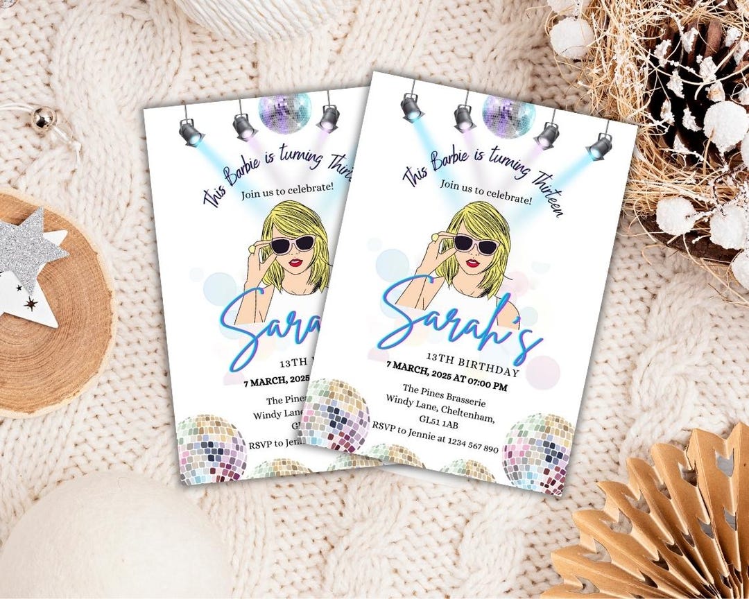 Birthday Party Invite| Teenage Party | Taylor Swift Theme| Instant ...
