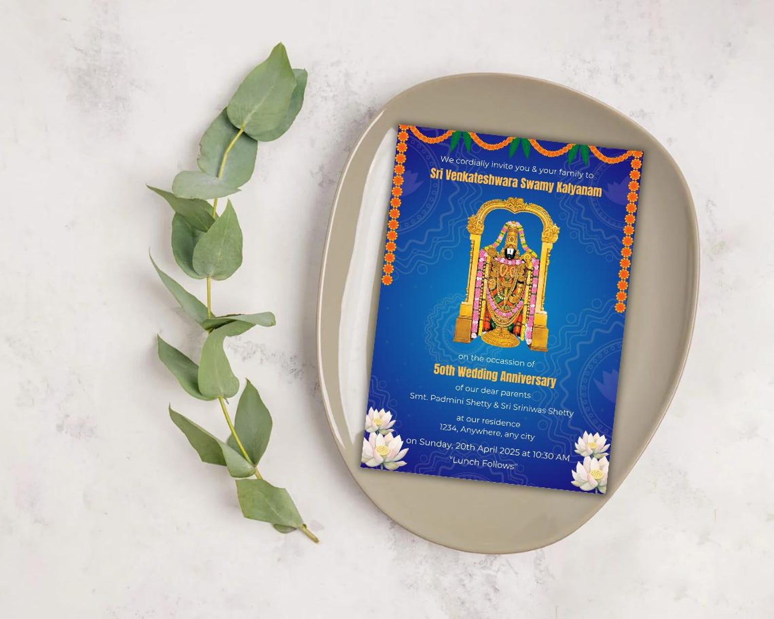 Sri Venkateshwara Swamy Kalyanam Anniversary Invite | Customizable ...