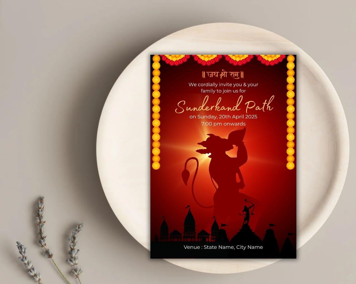 Divine Sunderkand Path Invitation Template | Mandala Art | Cream ...
