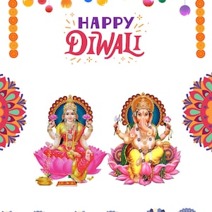 Printable Happy Diwali Card, Lord Ganesh and Lakshmi Photo Digital ...