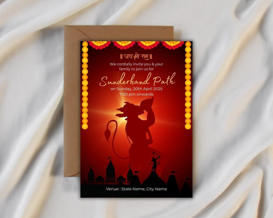 Divine Sunderkand Path Invitation Template | Mandala Art | Cream ...