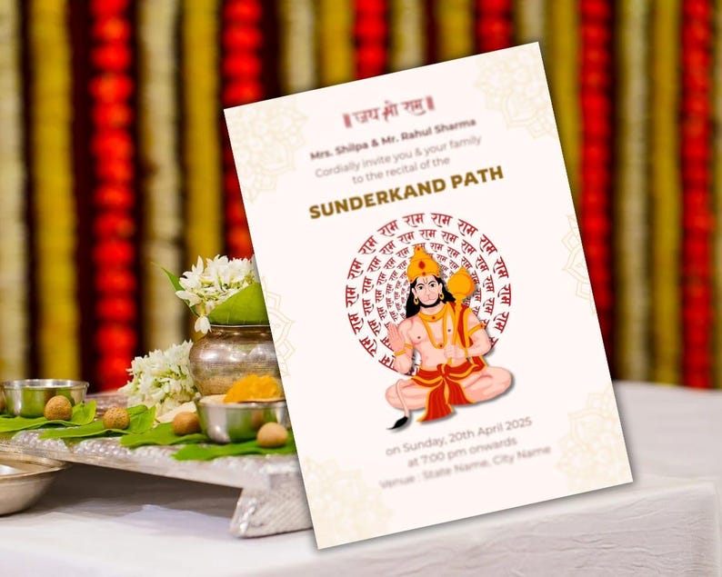 Editable Sunderkand Path Invitation Template | Mandala Art | Cream ...