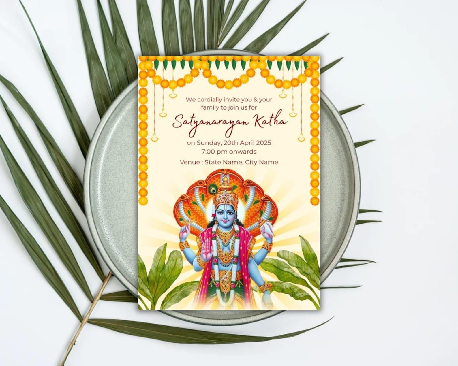 Satyanarayan Katha Invitation | Satyanarayana Pooja Invite | Instant ...