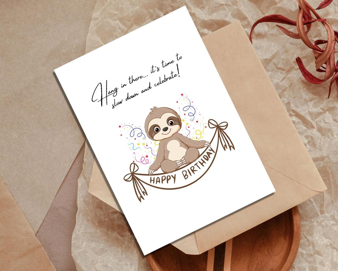 Instantly Printable | Sloth Birthday Card | Adorable Animal Wishes ...