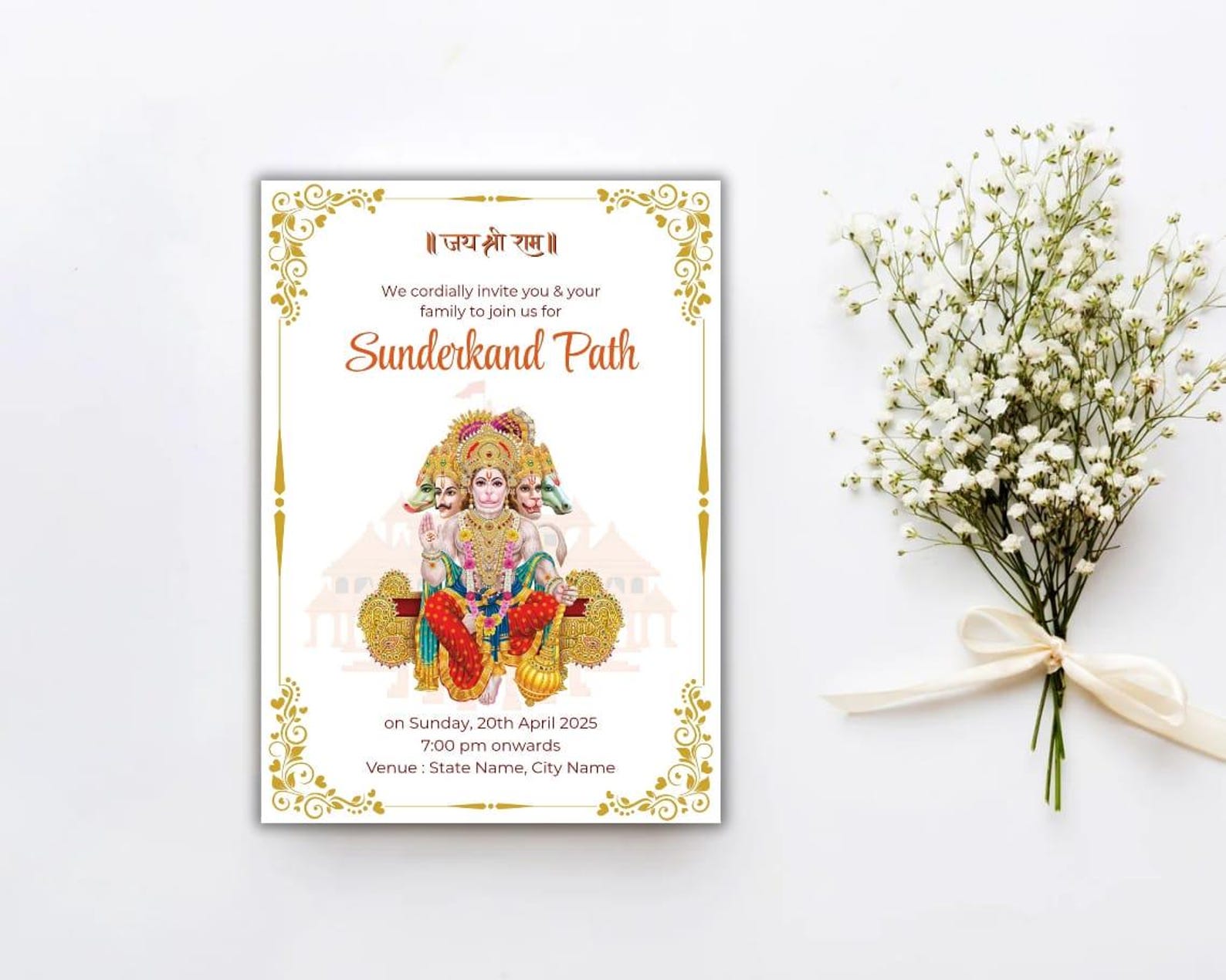 Premium Sunderkand Path Invitation | Mandala Art | Cream Background ...