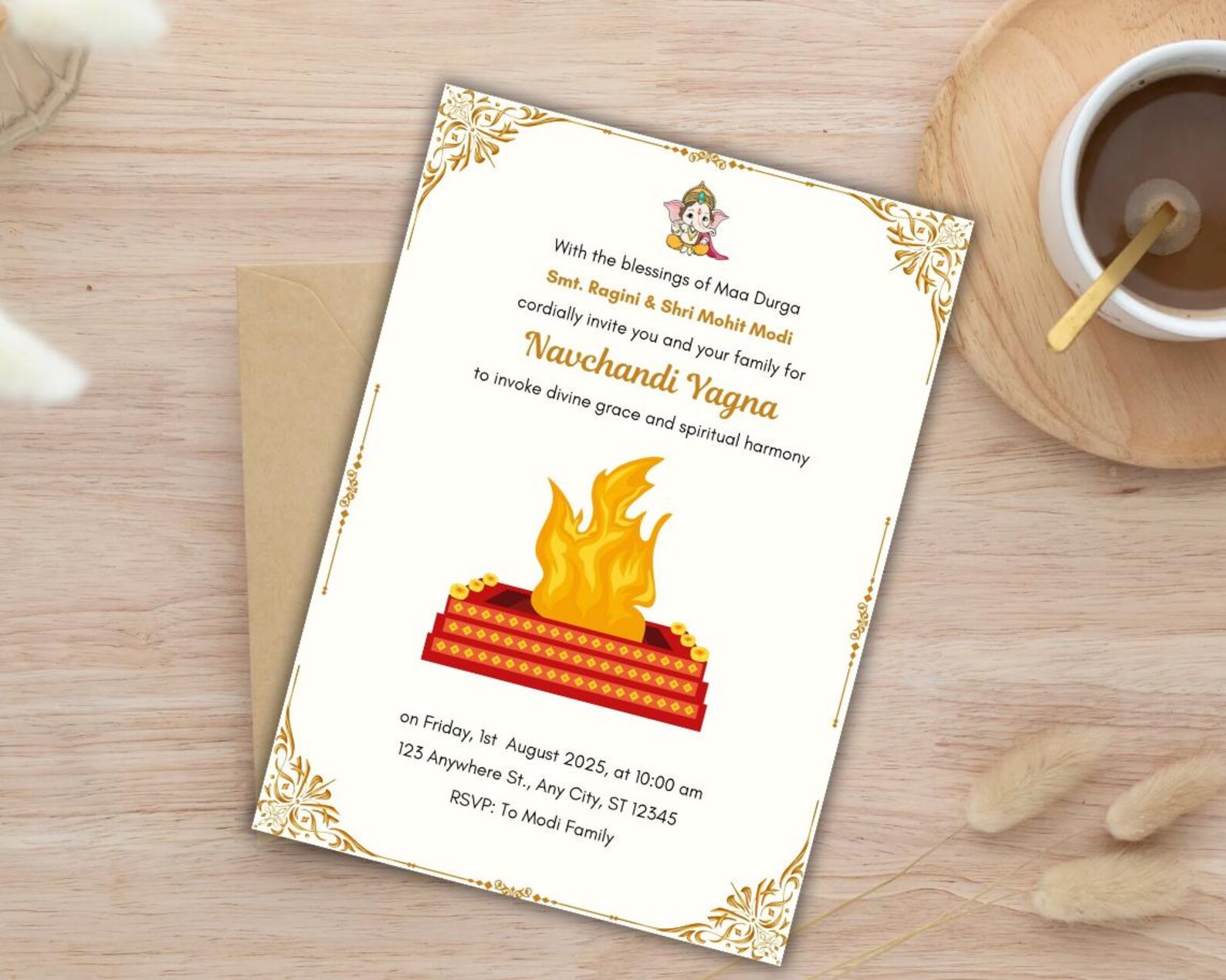 Navchandi Yagna Invitation Download Card | Editable Hindu Pooja E ...