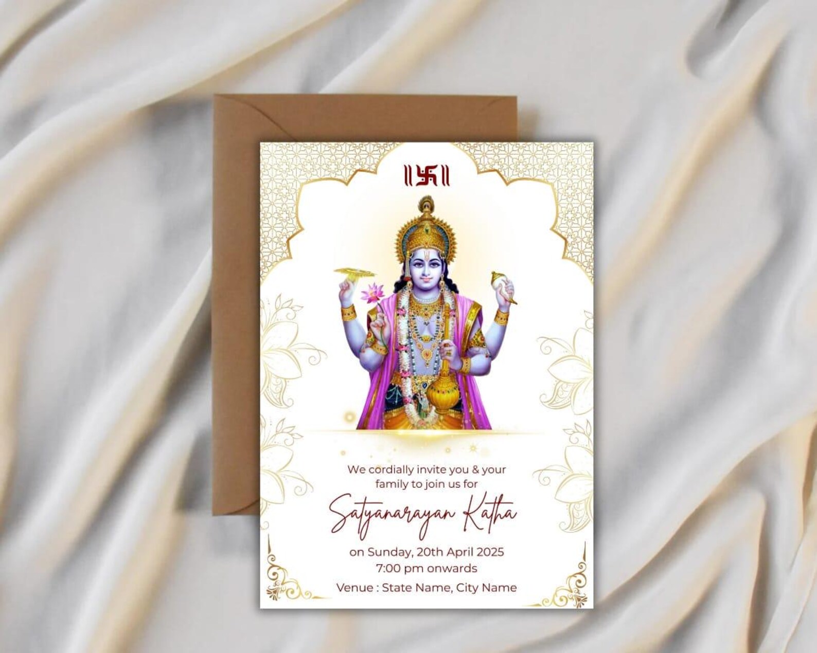 Satyanarayan Katha Invitation | Satyanarayana Pooja Invite | Instant ...