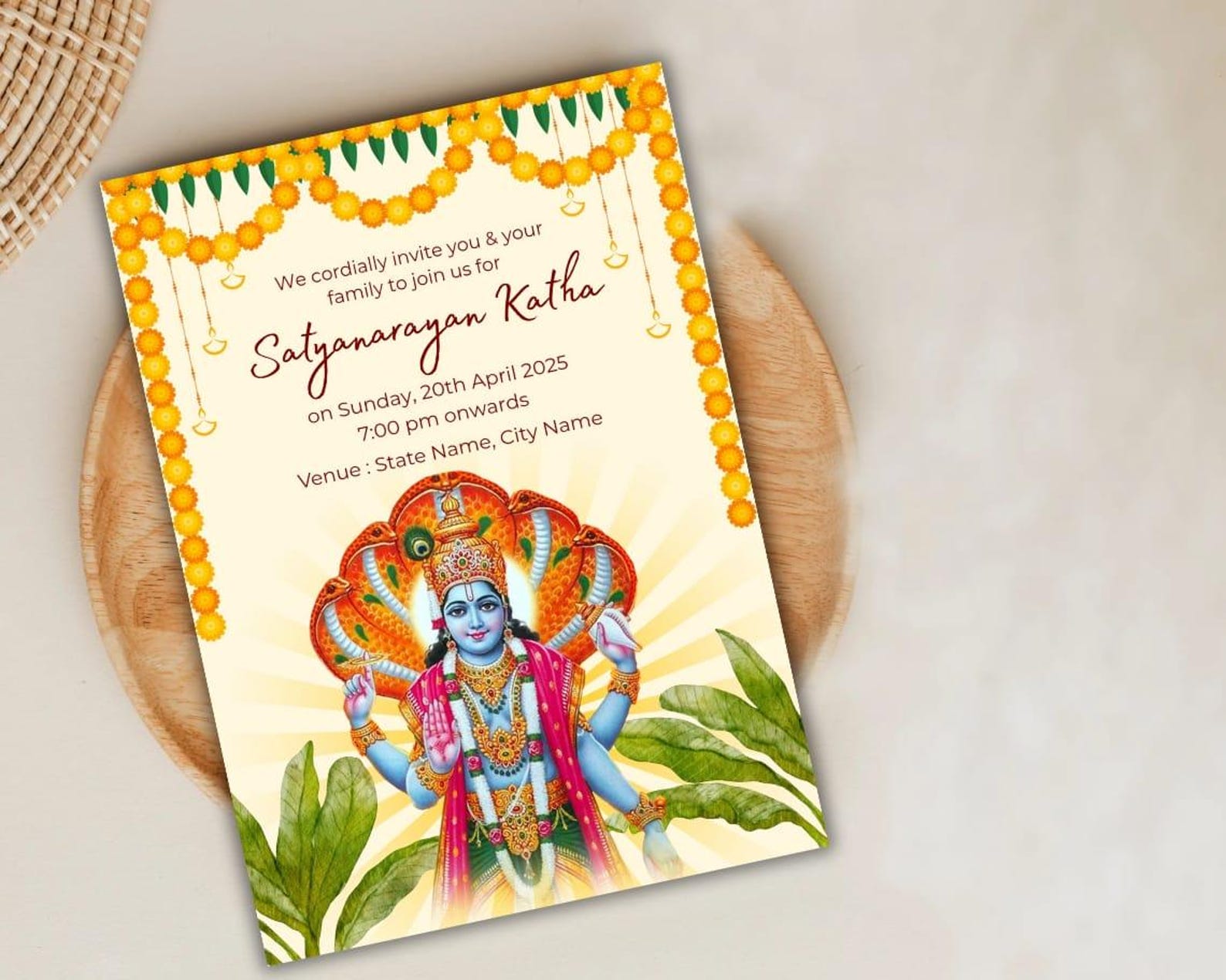 Satyanarayan Katha Invitation | Satyanarayana Pooja Invite | Instant ...