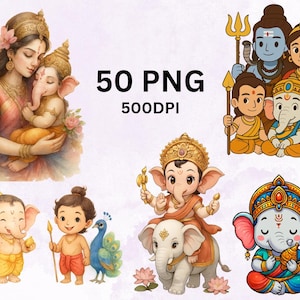 Baby Ganesha Clipart Bundle – Cute Bal Ganesh Pngs for Crafts & Prints ...