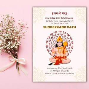 Customisable Sunderkand Path Invitation | Mandala Art | Cream ...