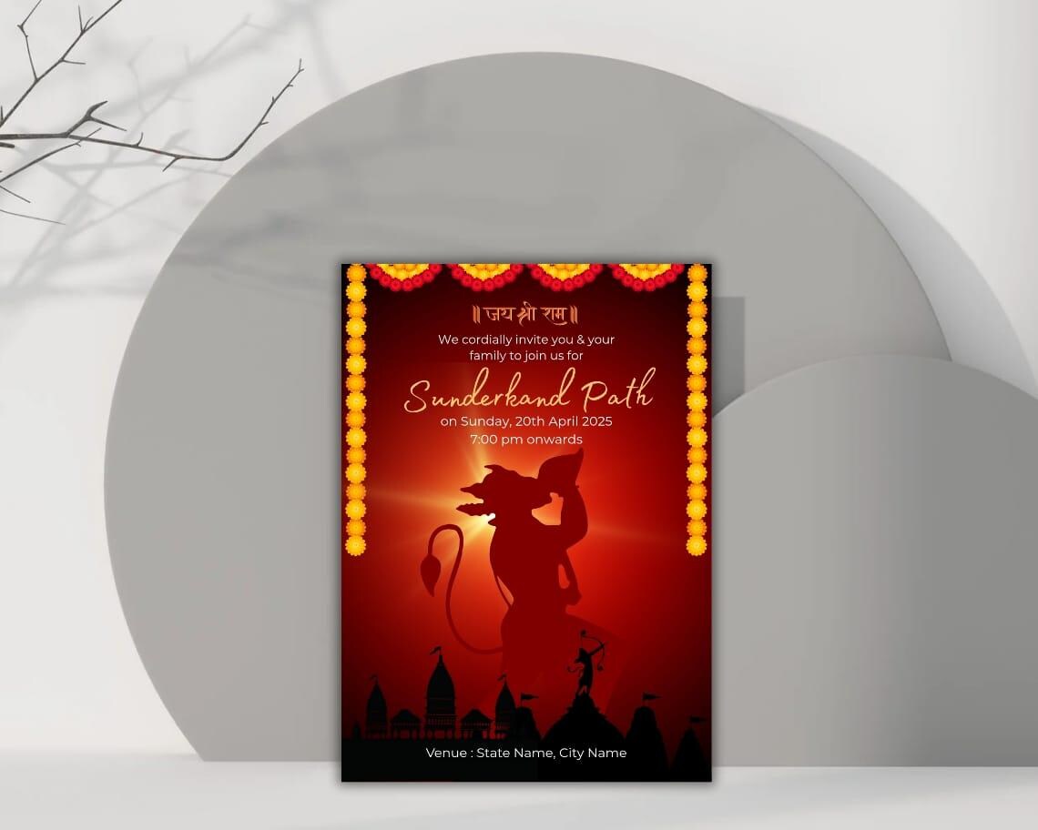 Divine Sunderkand Path Invitation Template | Mandala Art | Cream ...