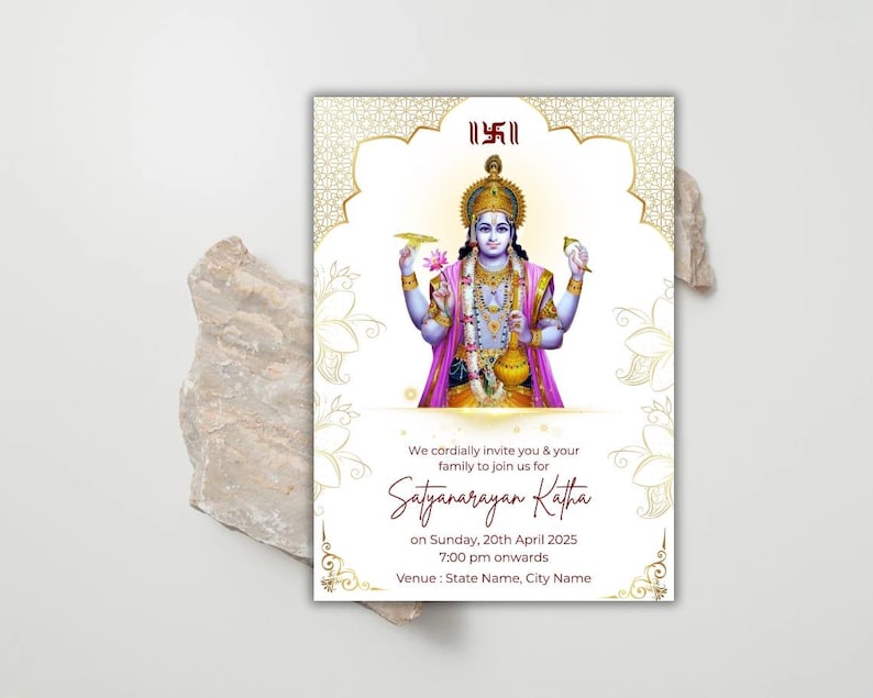 Satyanarayan Katha Invitation | Satyanarayana Pooja Invite | Instant ...