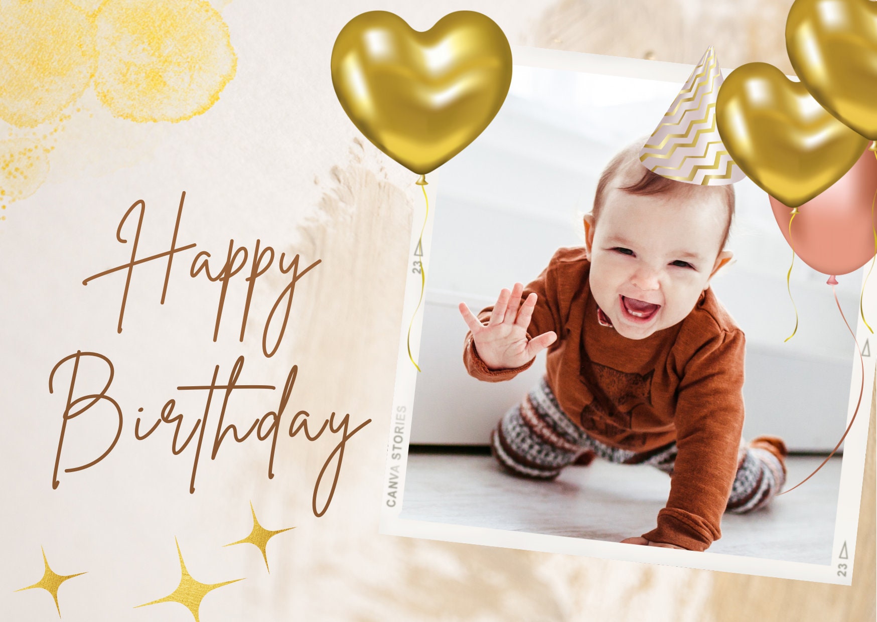 Happy Birthday Card for Babies DIGITAL Download Printable Birthday Card ...