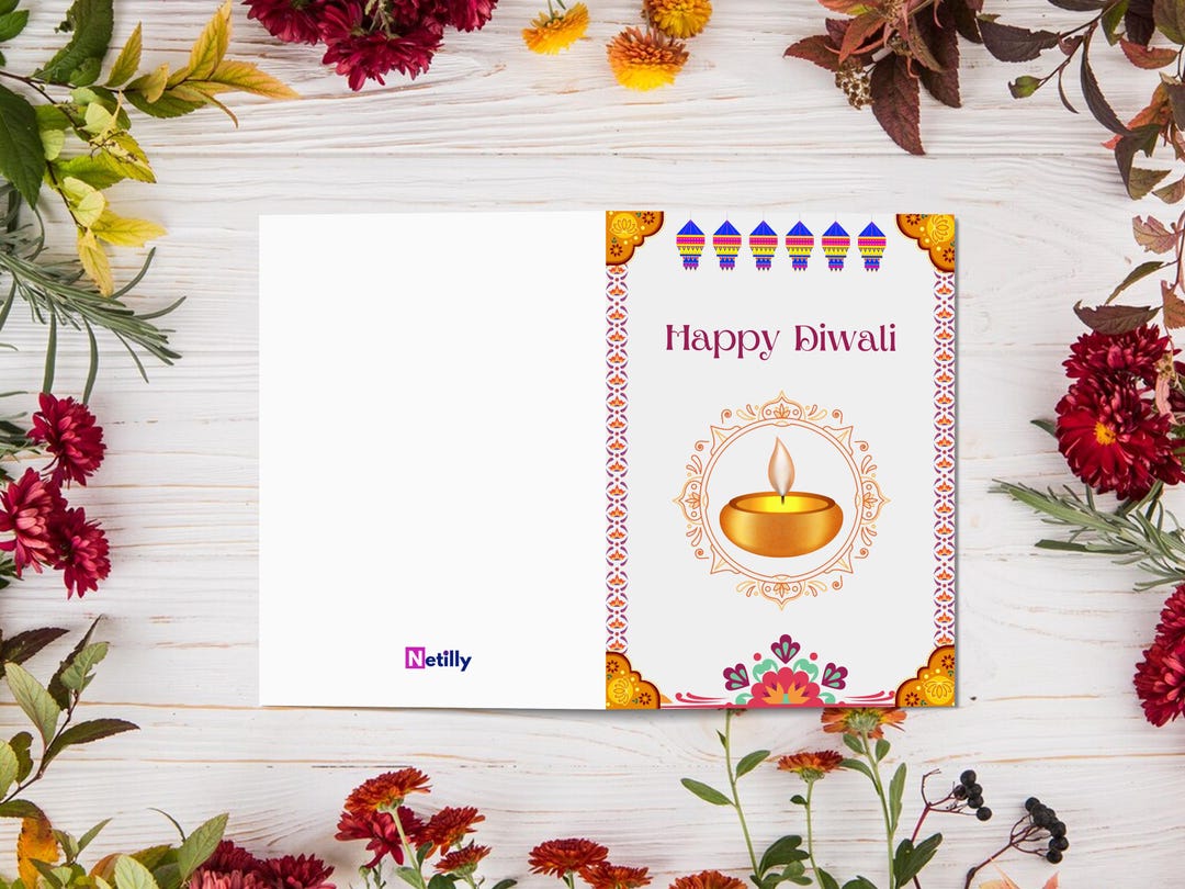 Printable Happy Diwali Card, Modern Deepavali Card, Diwali Wishes ...