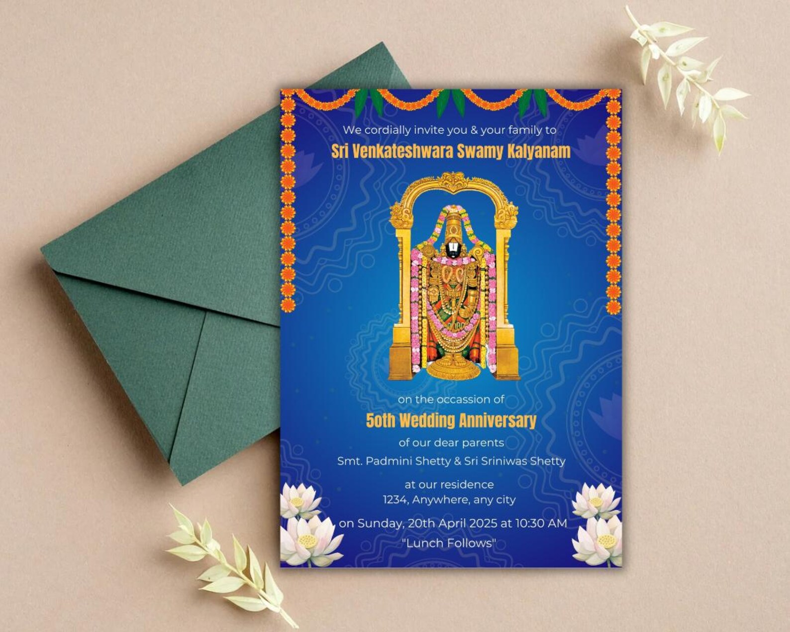 Sri Venkateshwara Swamy Kalyanam Anniversary Invite | Customizable ...