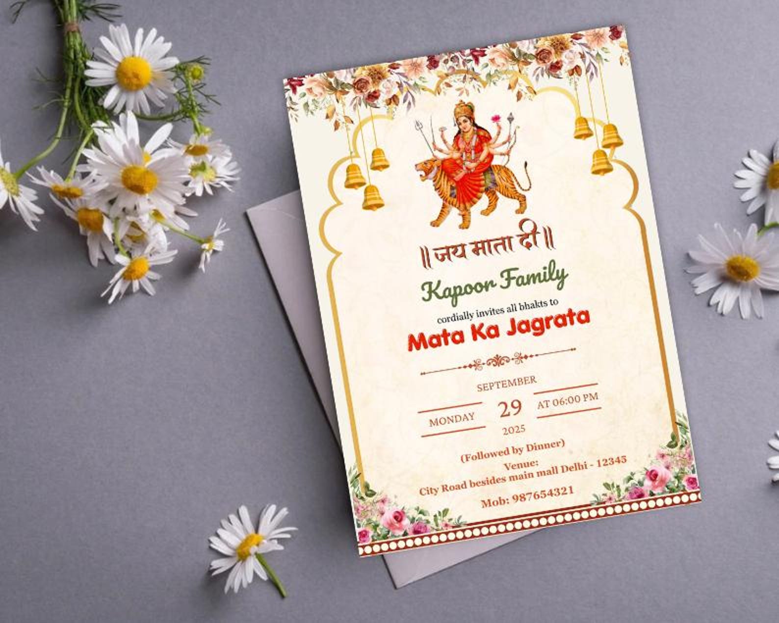 Divine Mata Ka Jagrata Invitation | Jagran Invite | Durga Ma Chowki ...