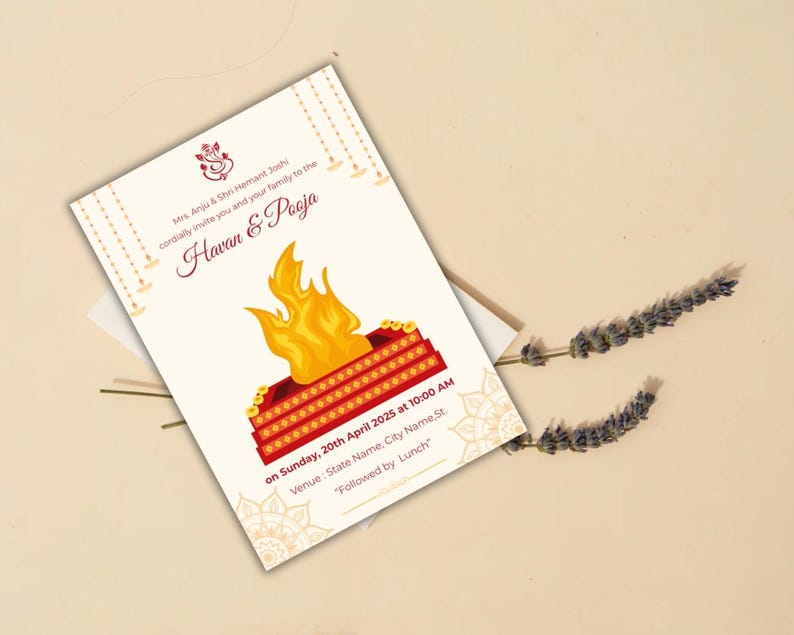 Premium Havan Ceremony Invitation | Hindu Pooja Customizable Template ...
