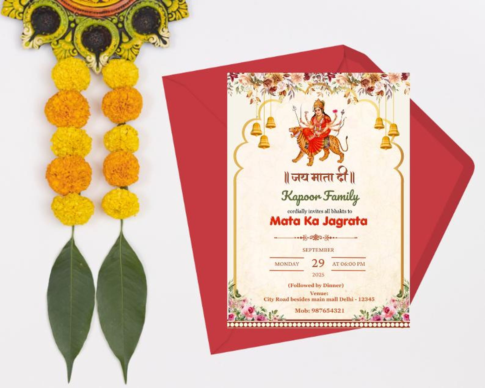 Divine Mata Ka Jagrata Invitation | Jagran Invite | Durga Ma Chowki ...