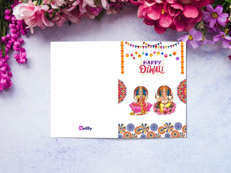 Printable Happy Diwali Card, Lord Ganesh and Lakshmi Photo Digital ...