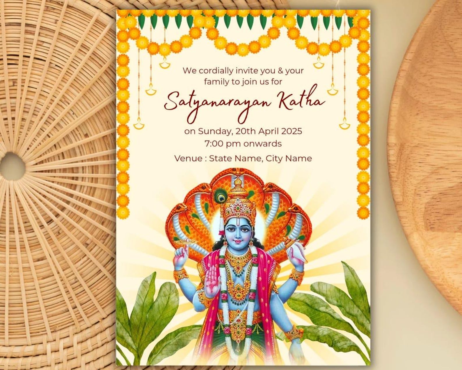 Satyanarayan Katha Invitation | Satyanarayana Pooja Invite | Instant ...