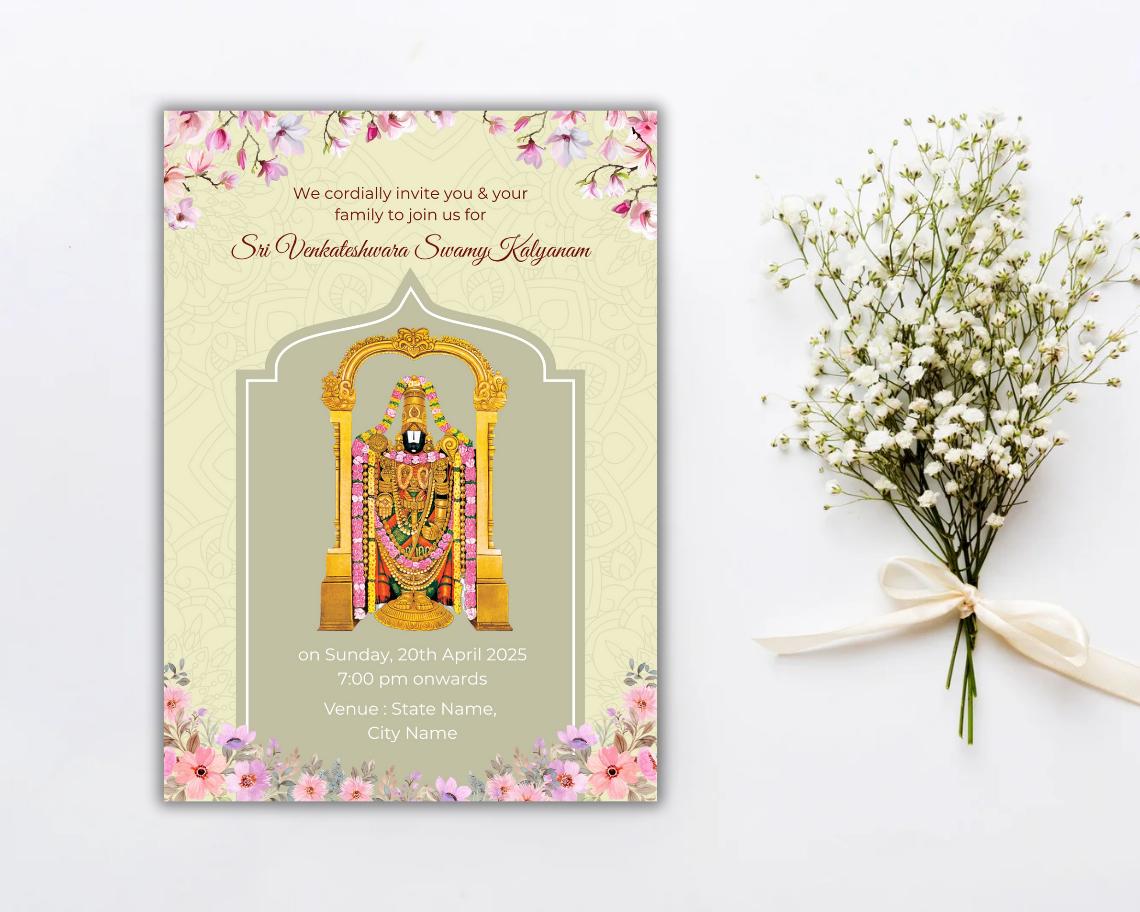 Sri Venkateshwara Swamy Kalyanam Anniversary Invite | Customizable ...