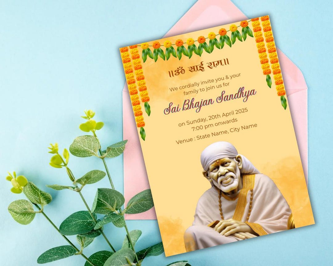 Sai Baba Bhajan Sandhya Invitation Template | Editable Canva Design ...