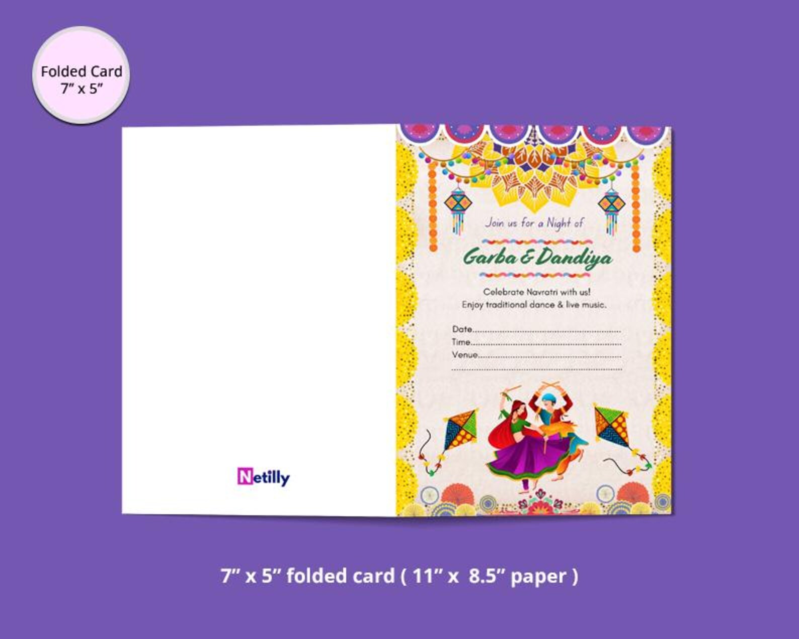 Garba Party Invitation Card Template Dandiya Night Chaniya Choli ...