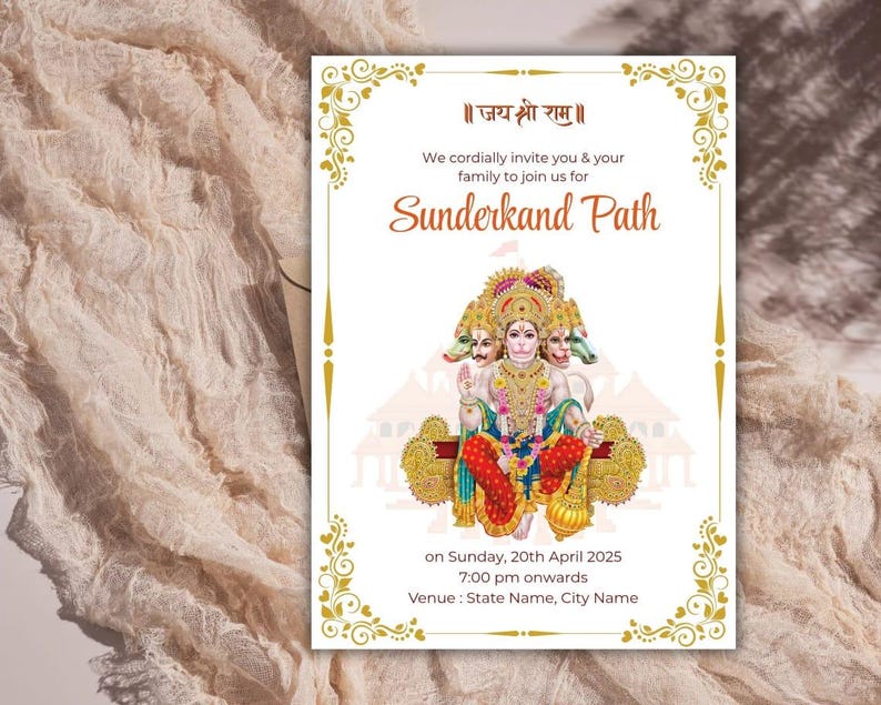 Premium Sunderkand Path Invitation | Mandala Art | Cream Background ...