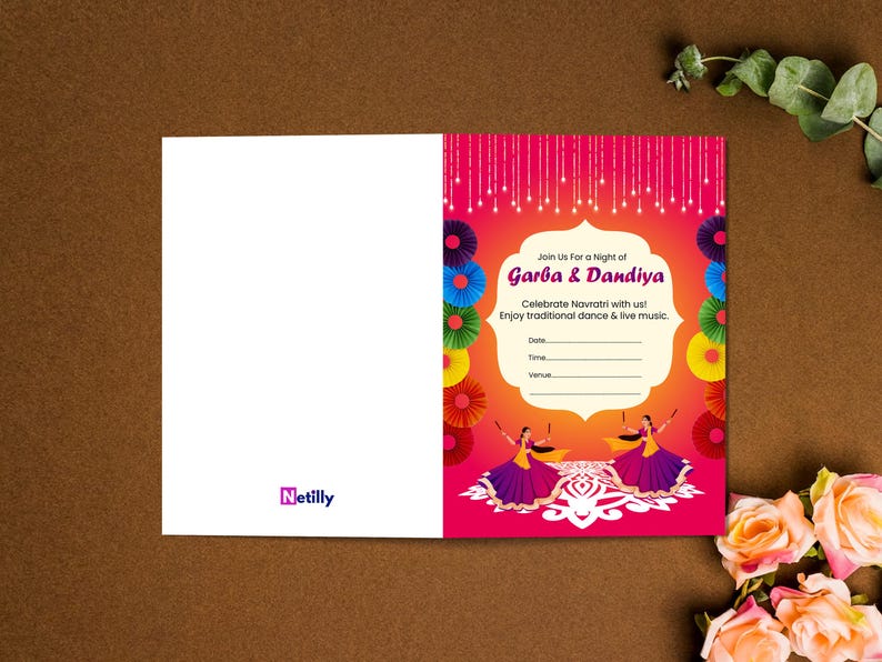 Garba Party Invitation Card Template Dandiya Night Chaniya Choli ...