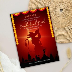 Divine Sunderkand Path Invitation Template | Mandala Art | Cream ...
