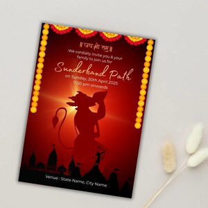 Divine Sunderkand Path Invitation Template | Mandala Art | Cream ...