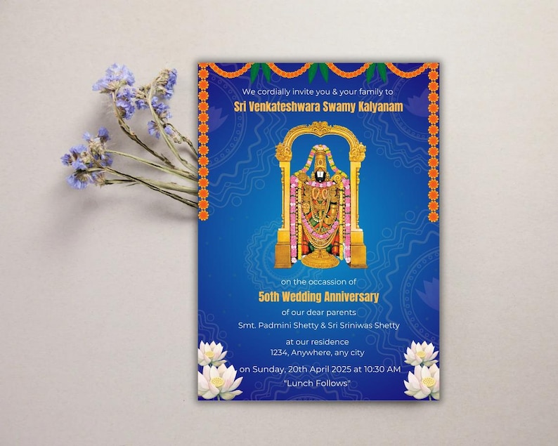 Sri Venkateshwara Swamy Kalyanam Anniversary Invite | Customizable ...