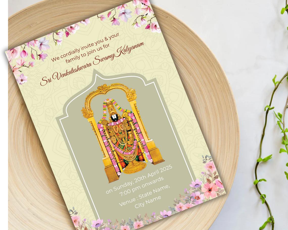 Sri Venkateshwara Swamy Kalyanam Anniversary Invite | Customizable ...