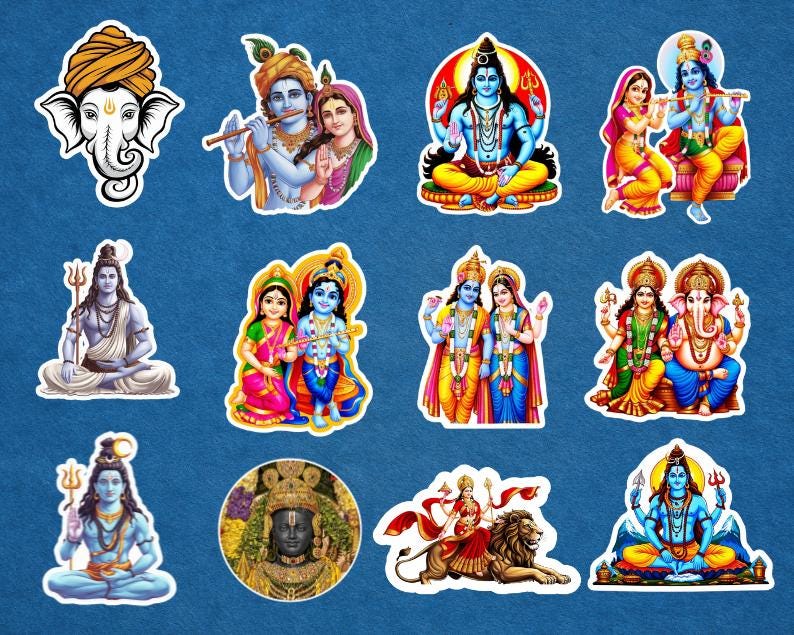 Divine Hindu Gods Sticker Set | 3 A4 Sheets Ready to Print | Digital ...
