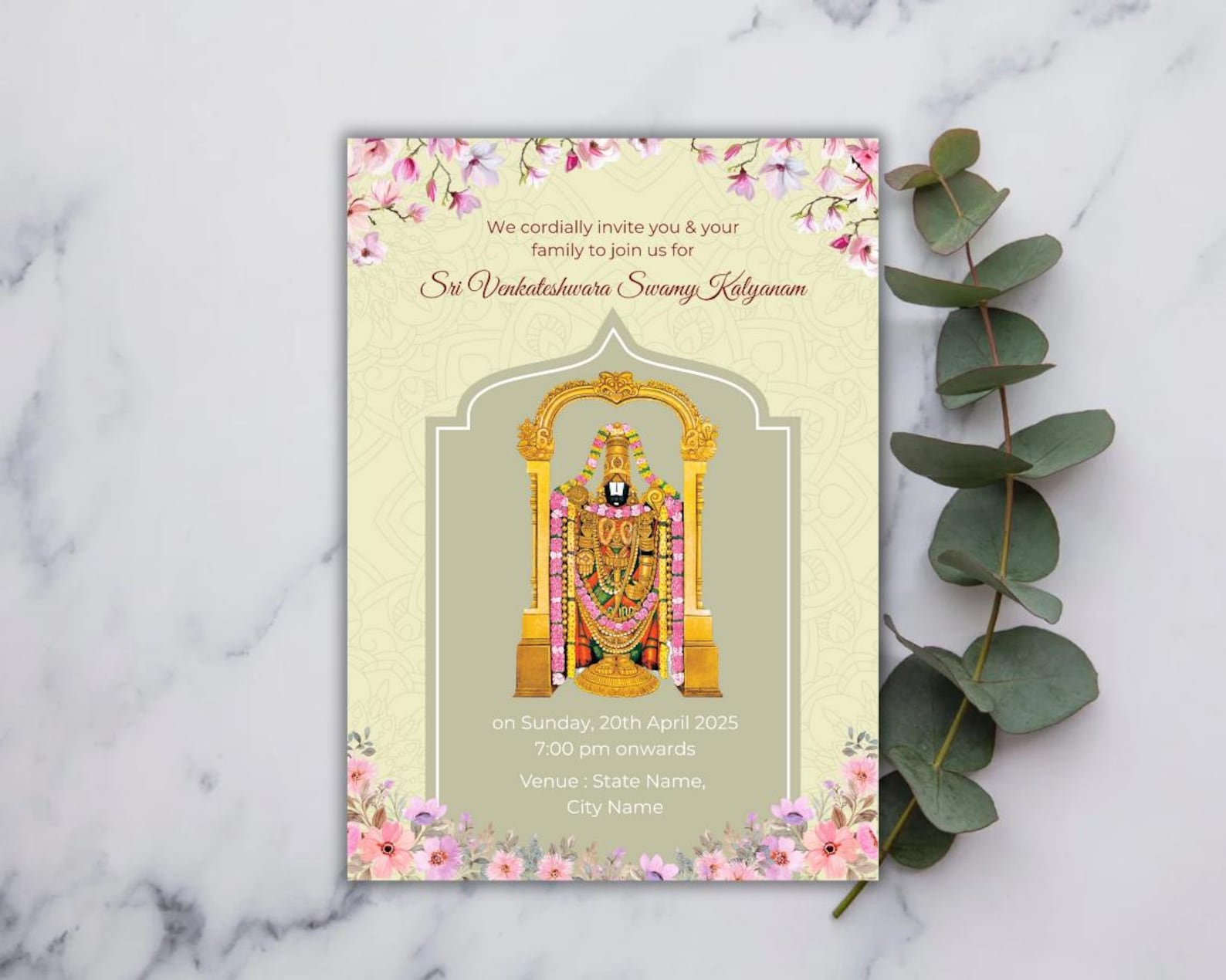 Sri Venkateshwara Swamy Kalyanam Anniversary Invite | Customizable ...