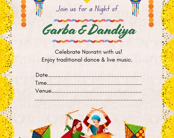 Navratri Dandiya Nights Garba Invite, Garba Invitation, Indian Dance ...