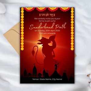 Divine Sunderkand Path Invitation Template | Mandala Art | Cream ...