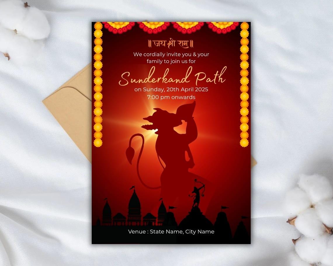 Divine Sunderkand Path Invitation Template | Mandala Art | Cream ...