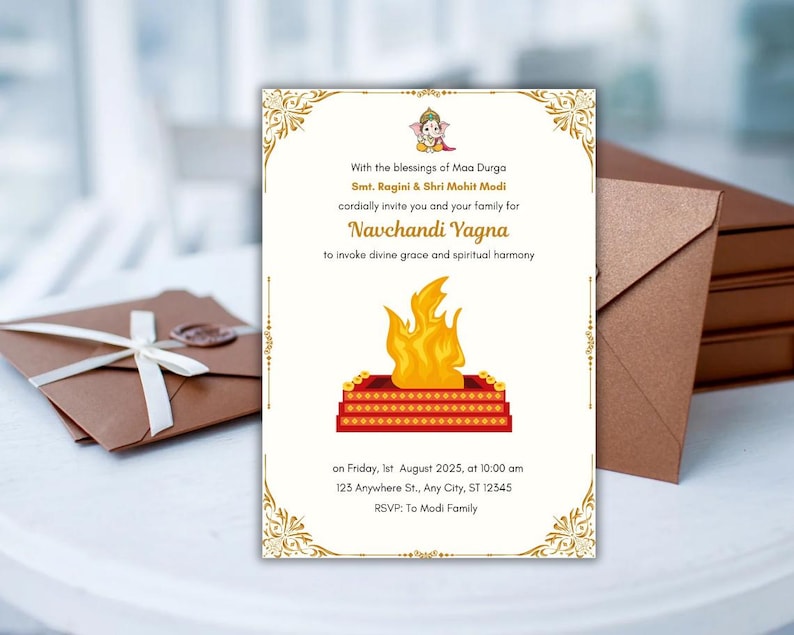 Navchandi Yagna Invitation Download Card | Editable Hindu Pooja E ...