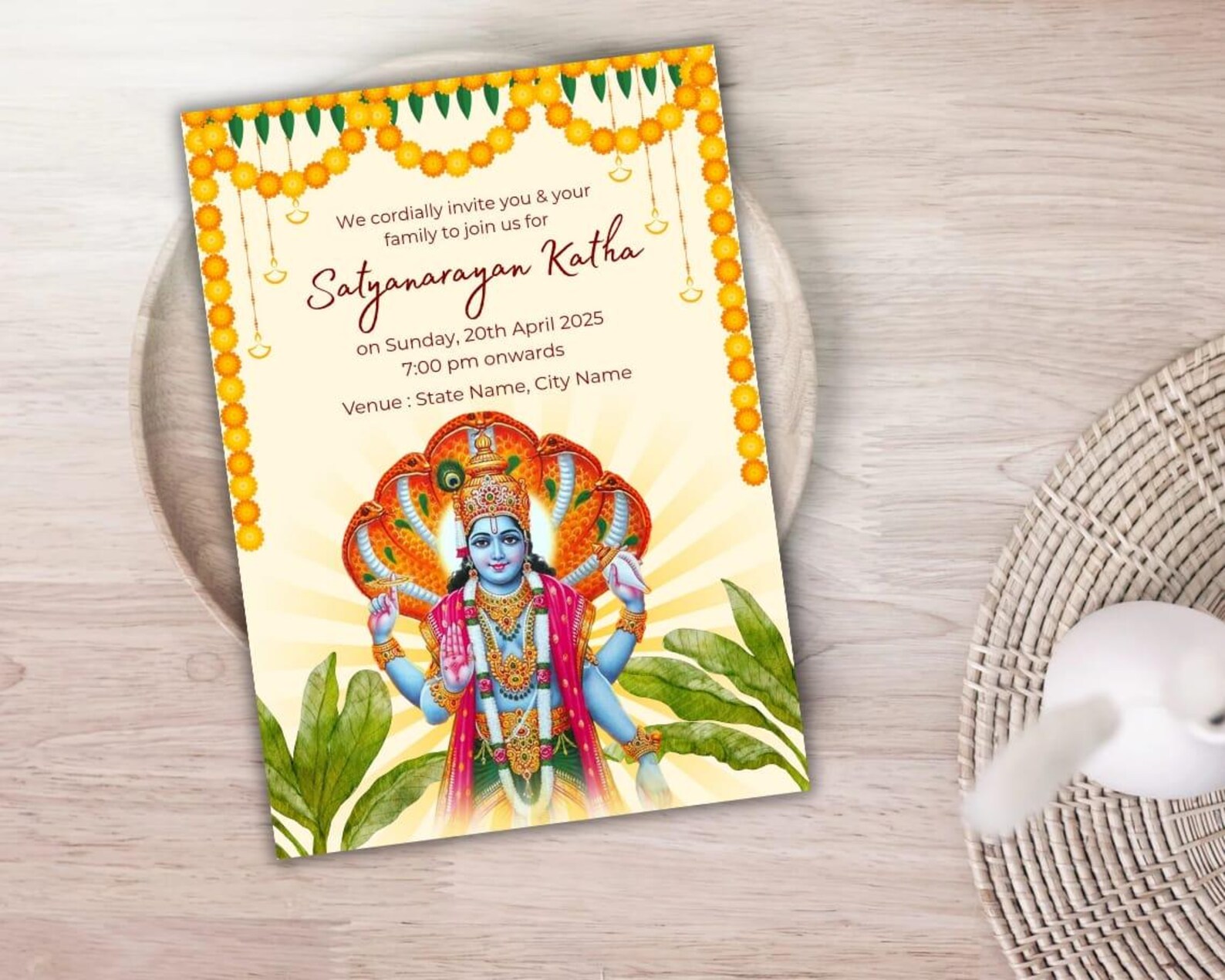 Satyanarayan Katha Invitation | Satyanarayana Pooja Invite | Instant ...